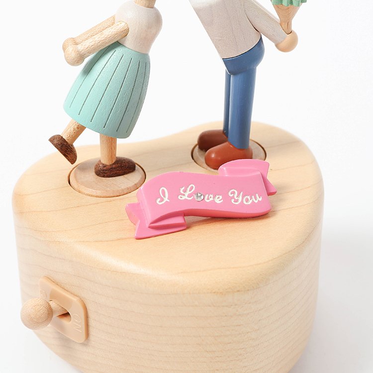 Romantic Wooden Music Box | Couple Kiss | Wooderful Life | ShopMusicBox.com