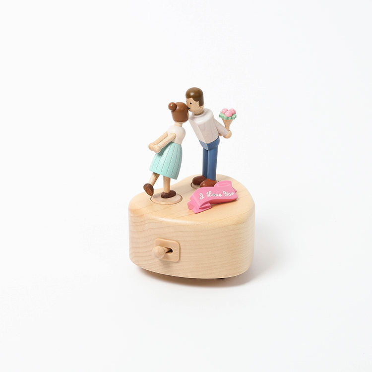 Romantic Wooden Music Box | Couple Kiss | Wooderful Life | ShopMusicBox.com