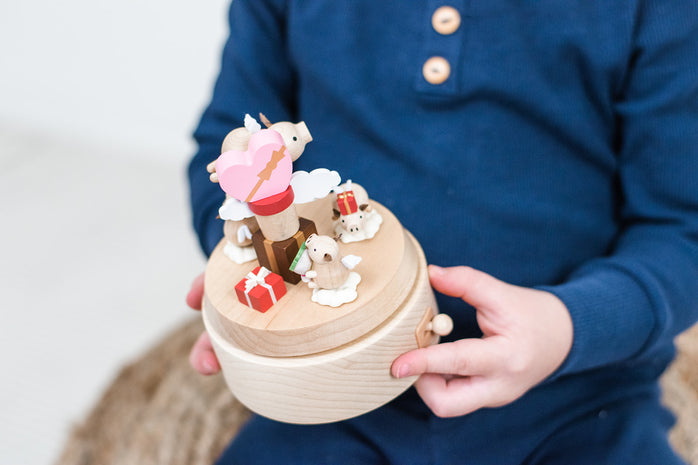 Wooden Music Box with Flying Pigs | Wooderful Life | ShopMusicBox.com