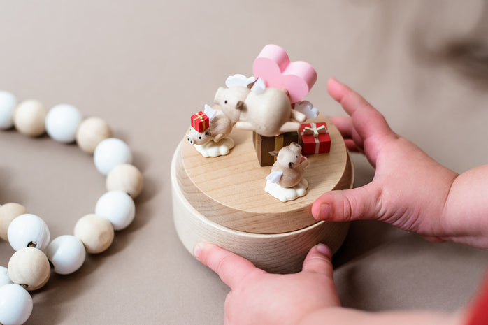 Wooden Music Box with Flying Pigs | Wooderful Life | ShopMusicBox.com