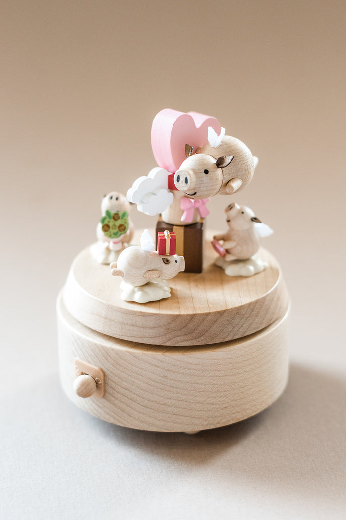 Wooden Music Box with Flying Pigs | Wooderful Life | ShopMusicBox.com